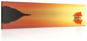 Obraz oranžová plachetnice - 135x45 cm