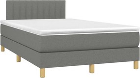 Box spring postel s matrací a LED tmavě šedá 120x200 cm textil 3133862