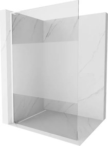 Mexen Kioto L, sprchová zástěna Walk-In 110 x 200 cm, 8mm čiré sklo-námraza, bílý profil, 800-110-103-20-35