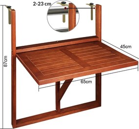 Deuba Balkonový stůl - 65x45x87 cm