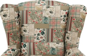 Křeslo ušák, látka patchwork Viorica 1, Charlot