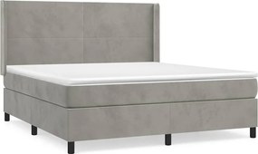Box spring postel s matrací světle šedá 180x200 cm samet 3132573