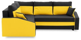 Rohová rozkládací sedací souprava GRANDE PLUS - color mikro Levá Černá + Žlutá