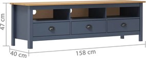 TV stolek Hill šedý 158 x 40 x 47 cm masivní borové dřevo 288929