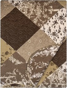 Hnědý přehoz na postel a 1x povlak na polštář Patchwork - 180*250 cm / 50*70 cm
