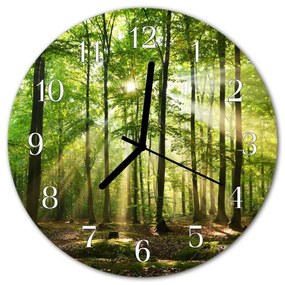 Nástenné skleněné hodiny Lesní příroda fi 30 cm