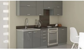 Nábytek Elegance Kuchyňská linka GRÉTA 120/180cm = Dolní skříňky: 80cm dřezová, 40cm zásuvková, Horní skříňky: 80cm plná, 40cm, 60cm digestořová.