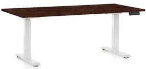 Výškově nastavitelný stůl OfficeTech D, 160 x 80 cm, bílá podnož, wenge
