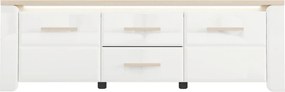 XXXLutz KOMODA POD TELEVIZI, bílá, dub bianco, 154/49,5/40 cm Carryhome - Komody bílé - 000834018101