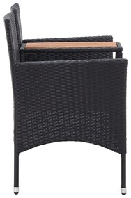 2místná zahradní lavice s čajovým stolkem 143cm polyratan černá - Default Title