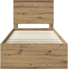 Rám postele Umělecký dub 90 x 200 cm Masivní borové dřevo 3409416