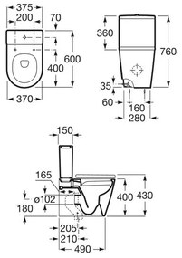 Roca Inspira WC mísa Rimless Compact, bílá A342529000