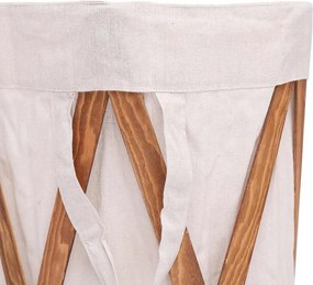 Skládací koš na prádlo krémový dřevo a textil 284227