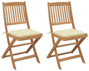 Skládací zahradní židle s poduškami 2 ks masivní akáciové dřevo,  3064661