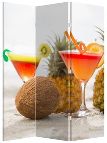 Paraván - Ananasy a sklenice na pláži (126x170 cm)
