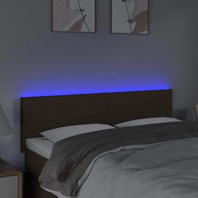 Čelo postele s LED tmavě hnědé 144x5x78/88 cm textil 3121333