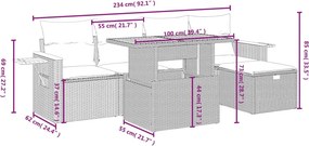 6dílná zahradní sedací souprava s poduškami béžová polyratan 3276139