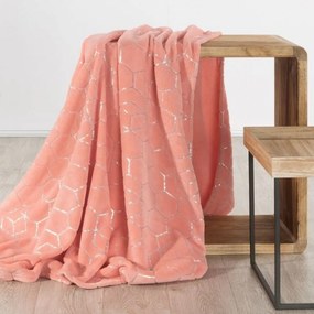 Moderní hřejivá deka v módní korálově růžové barvě se módním vzorem Šířka: 150 cm | Délka: 200 cm