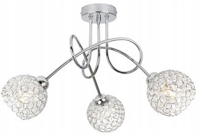 Stropní svítidlo Crystal, 3x stříbrné křišťálové stínítko, ch