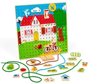 Bigjigs Toys Provlékací deska domeček
