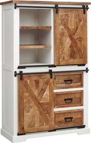 XXXLutz VITRÍNA, mangové dřevo, přírodní barvy, černá, bílá, 100/160/45 cm MID.YOU - Kredence a vitríny - 001395001109