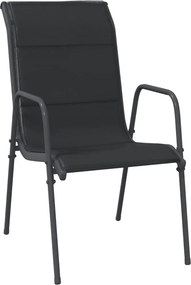 7dílný zahradní jídelní set černý ocel a textilen 3200715