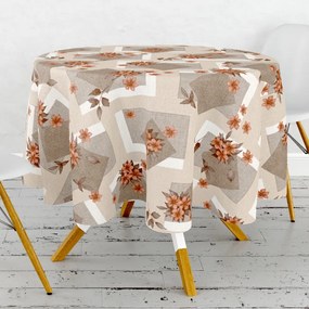 Ubrus PVC kulatý DE-120B – Béžová romance (různé velikosti)