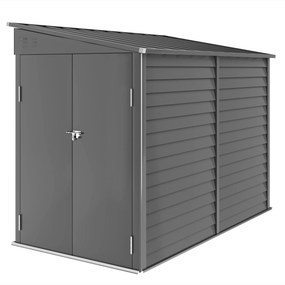 Outsunny Kovový nářaďový domek 3,5 m², 143x270x202 cm, nářaďový přístřešek se sedlovou střechou, zamykatelné dvojité dveře, základna, větrací otvory