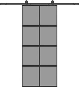 Posuvné dveře se sadou kování černé 90x205 cm Tvrzené sklo 3375896