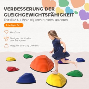 AIYAPLAY sada 9 nášlapných kamenů, protiskluzový design, pro interiér i exteriér, stohovatelné, barevné