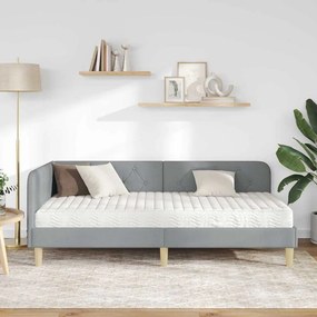 Rohový rám postele Světle šedá 90 x 200 cm textil 3394117