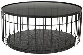 OnaDnes -20% White Label Černý skleněný kulatý konferenční stolek WLL Lance 80 cm
