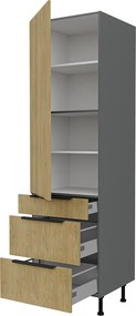 CREMONA ac | vysoká skříňka 60 DKS-215 3S1F potravinová | UNI DVÍŘKA | 60 cm | PREMIUM BOX | antracit/cremona