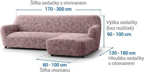 Bielastické potahy GRAFITI NOVÉ kaštanově hnědé sedačka s otomanem vpravo (š. 170 - 300 cm)