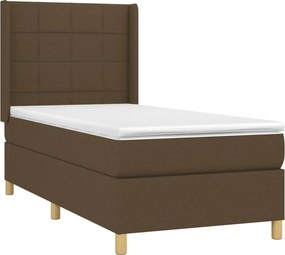 Box spring postel s matrací a LED tmavě hnědá 100x200 cm textil 3138856