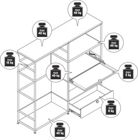 Tchibo - Kovová skříň »Cn3« s dřevěnou deskou - barva: bílá