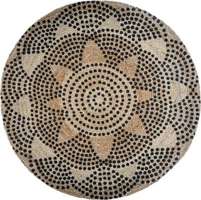 Atmosphera Jutový koberec, kulatý, Ø 120 cm, geometrický vzor, béžový