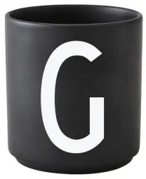 Černý porcelánový hrnek Letter G Design Letters