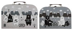 sass & belle Dětský kufřík Bear Adventure Menší, šedá barva, kov, papír