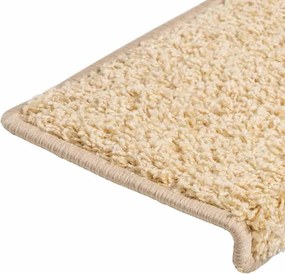Schodové rohože 30 ks 65 x 21 x 4 cm krémové s obdélníkovým okrajem 3365829