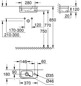 GROHE 39327000 - Umývátko BAU CERAMIC 370 × 180 mm keramika/bílá