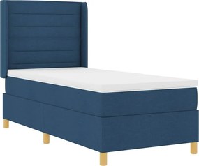 Postel s boxspringem s matrací s čelo Modrá 90 x 190 cm textil 3341748