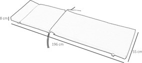 Polštář na lehátko Outsunny Polštář na zahradní lehátko polyester tmavě šedý 196 x 55 x 8 cm | Aosom