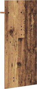 věšák, nástěnný, 1 prkno, polička, háčky, kompozitní dřevo, 90x40x10 cm, staré dřevo, Dekorino TK20260010