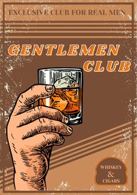 Plechová cedule Gentlemen club II Velikost: A4 (30 x 20 cm)