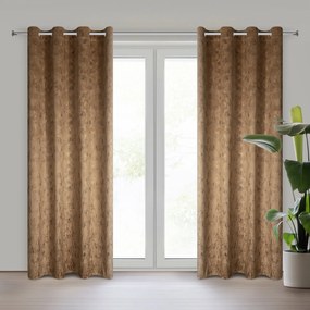 ZATEMŇOVACÍ ZÁVĚS NA KROUŽCÍCH KORNELIE 140X250 CM MEDOVÁ