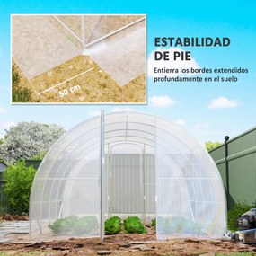 Outsunny Zeleninový Tunelový Skleník 4x3x2m s 2 Dveřmi a Pokrytím PE 150g/m², Pozinkovaný Ocelový Rám a Kulatá Střecha pro Pěstování Rostlin a Květin