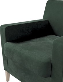 Potah na křeslo IKEA Karlstad barva zelená látka lesklé, sametová