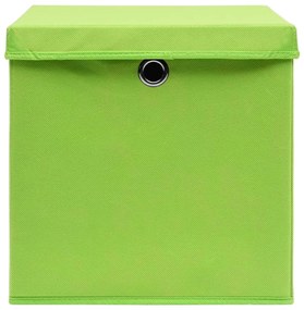 Úložné boxy s víky 10 ks 28 x 28 x 28 cm zelené - Default Title