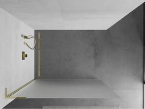 Mexen Kioto L, sprchová zástěna Walk-In 90 x 200 cm, 8mm sklo námraza, zlatý lesklý profil, 800-090-103-50-30